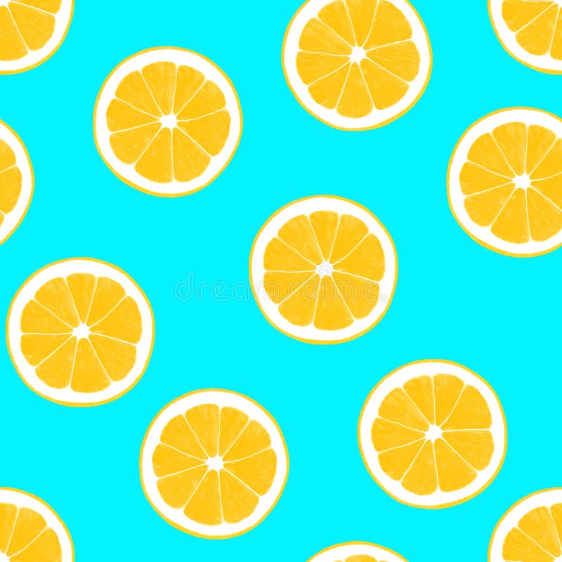 Bright Seamless Pattern with Lemons Fruit Slices Stock Photo - Image of ...