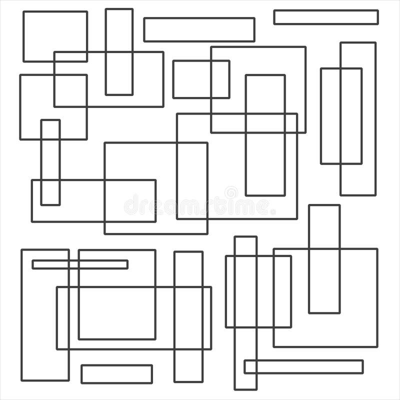 Asymmetric Texture With Random Rectangles Chaotic Abstract Geometric Pattern Monochrome