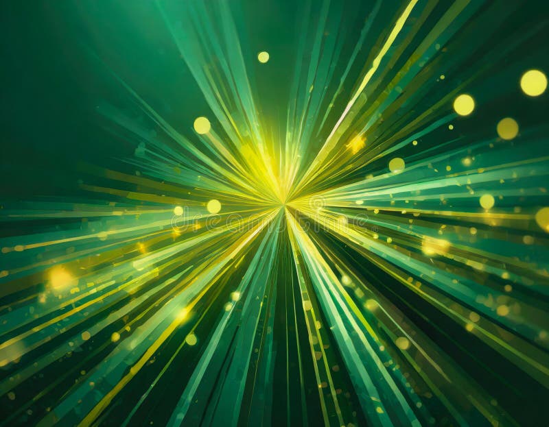 Asymmetric Yellow Rays Star Green Light Burst Lights on Dark Background ...