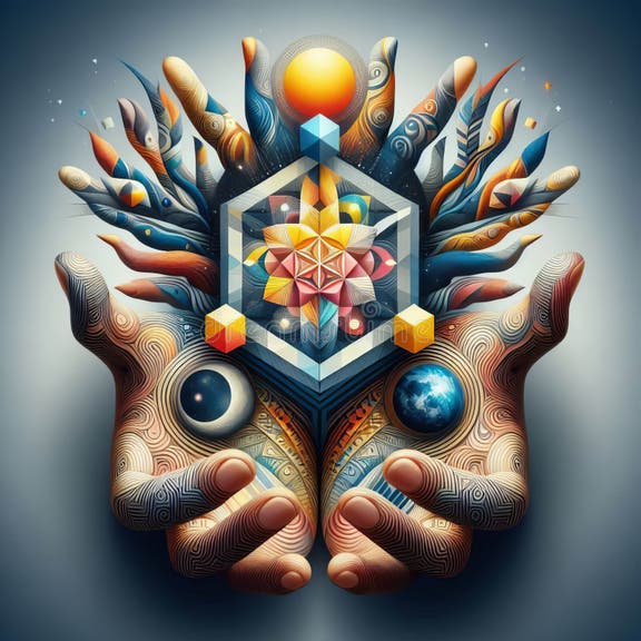 Asymmetrical Composition Hands Off Center Creating Visual Inter Stock Illustration ...