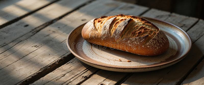 Asymmetrical Layout of Homemade Crusty Bread with Golden Crust on ...