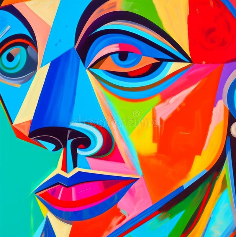 Abstract Art In Portrait Colorful Double Exposure Makeup Stock