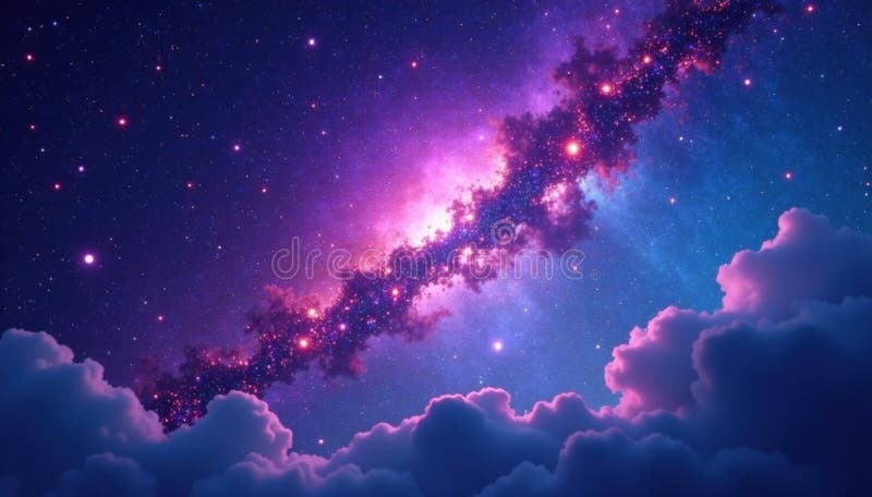 Asymmetrical Purple and Blue Galaxy, Dreamy Night Sky, Cloud Formations ...