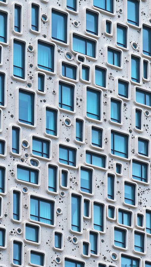 Asymmetrical Skyscraper Windows in Playful Rhythm Stock Illustration ...