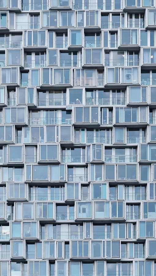 Asymmetrical Skyscraper Windows in Playful Rhythm Stock Illustration ...