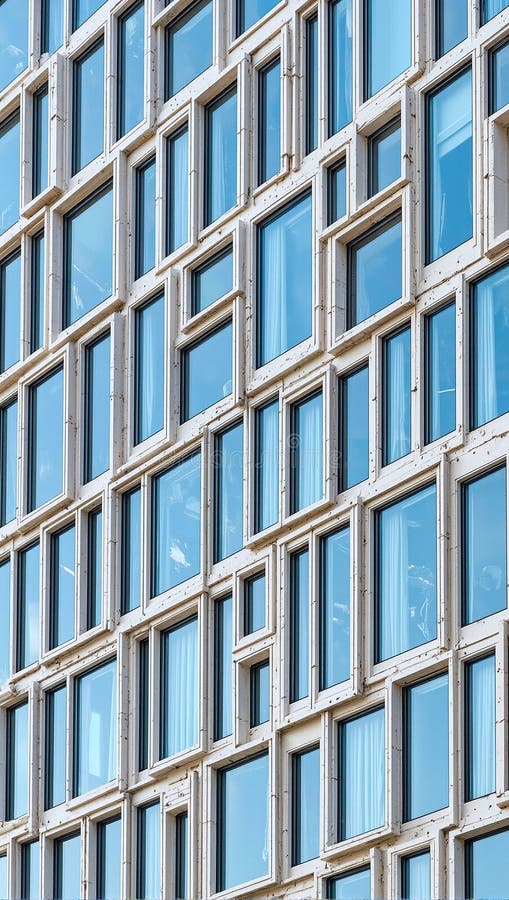 Asymmetrical Skyscraper Windows in Playful Rhythm Stock Illustration ...