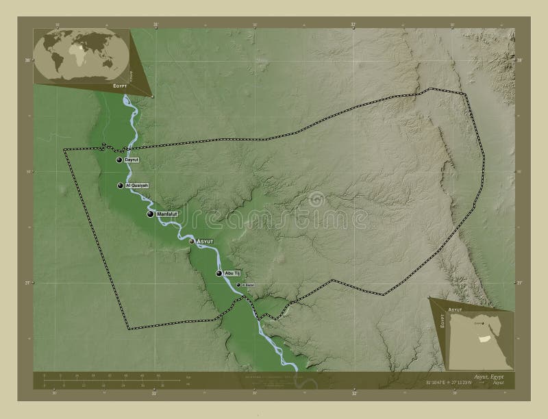 Asyut, Egypt. Wiki. Labelled Points of Cities Stock Illustration ...