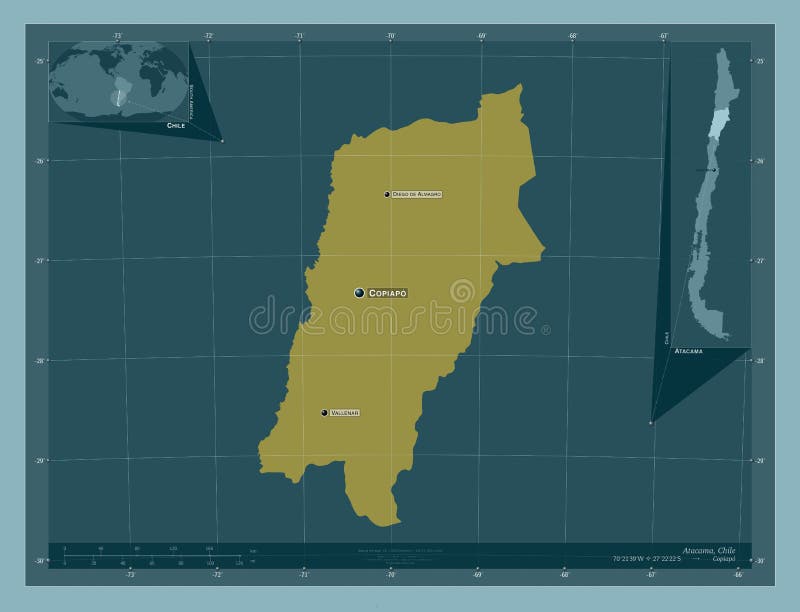 Atacama, Chile. Solid. Labelled Points of Cities Stock Illustration ...