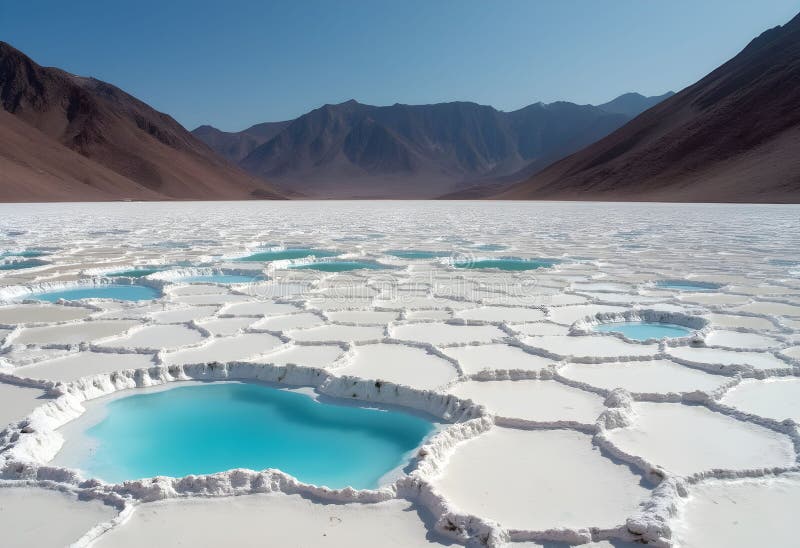 Atacama Salt Flat Blue Lagoons Stock Illustration - Illustration of ...