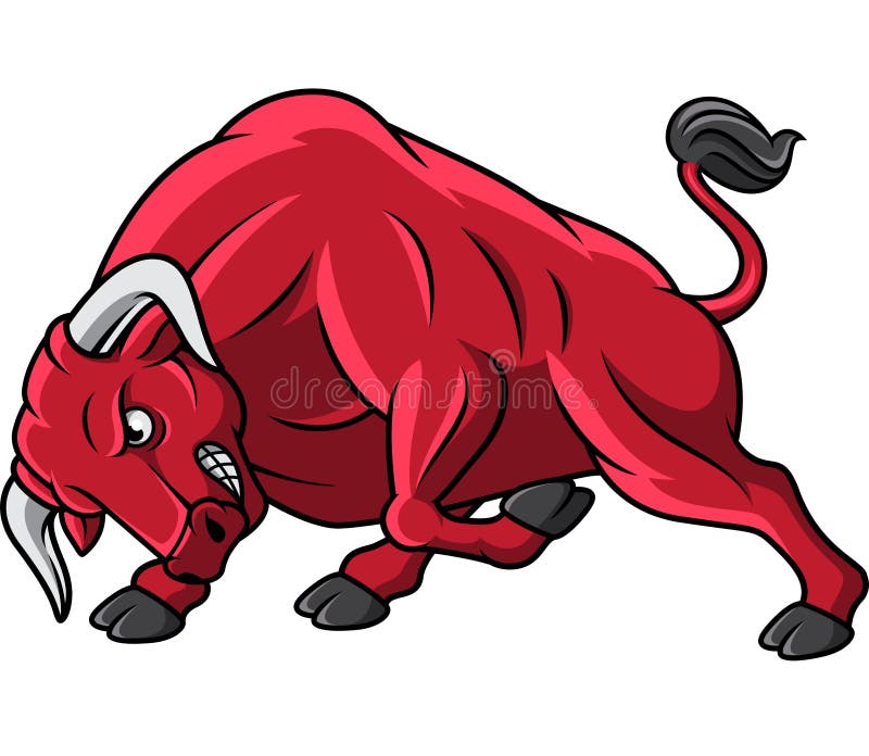 Ataque De Toro Rojo De La Historieta Ilustración del Vector ...