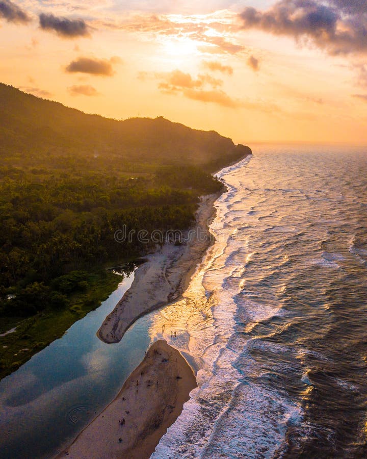 Sunset at the Beach, Drone View Stock Image - Image of outdoor ...
