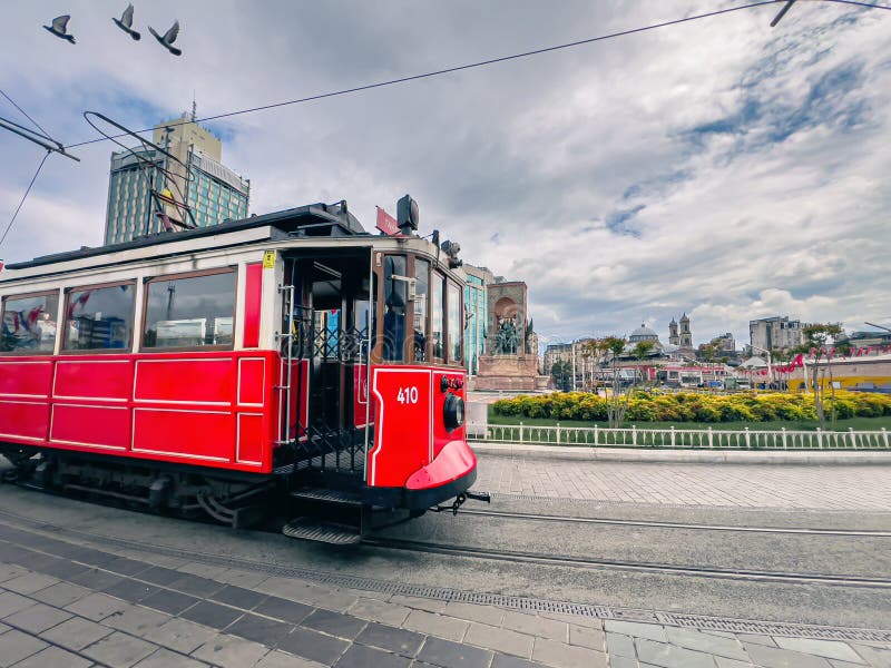 Ataturk Statue and Nostalgic Tram in Taksim Square in Istanbul ...