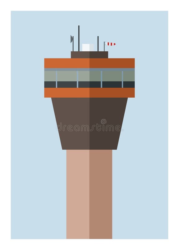 ATC Tower. Simple Flat Illustration. Stock Vector - Illustration of ...