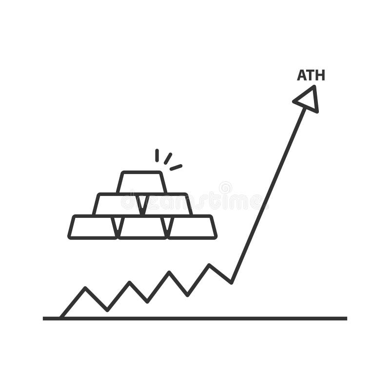 ATH Up Chart Gold Market Icon Isolated Flat Design Stock Illustration ...