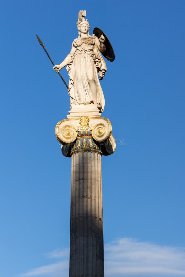 Athena Goddess Statue in Front of Academy of Athens, Greece Stock Photo ...