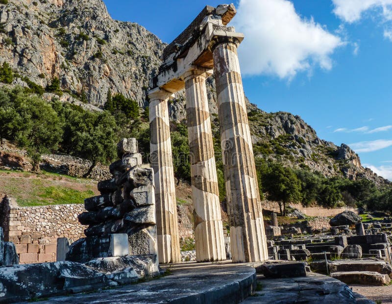 Athena Pronoia Temple at Delphi in Greece Stock Image - Image of doric ...