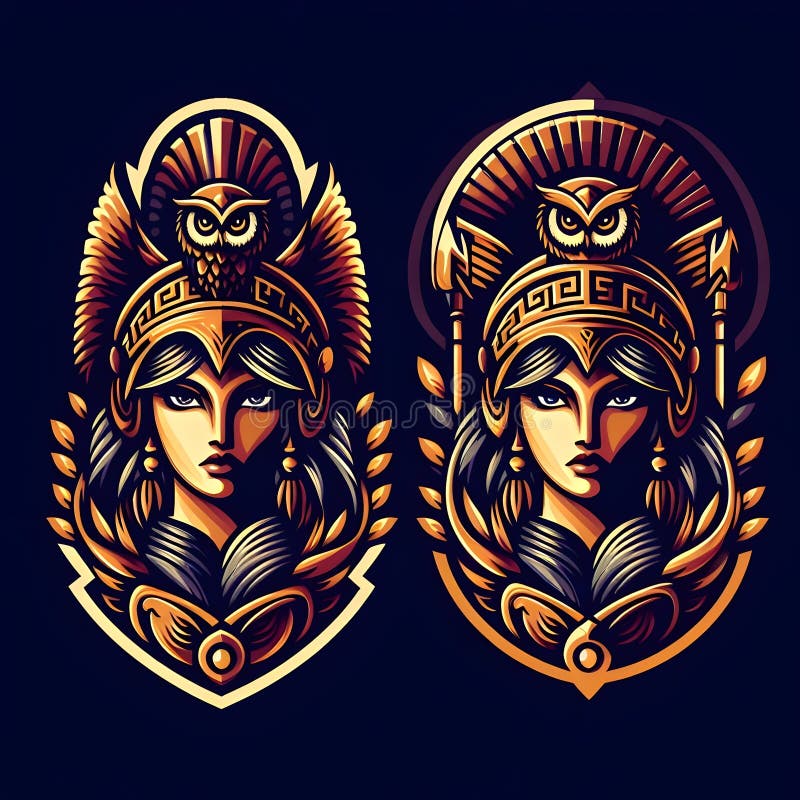 Athena S Wisdom Emblem,Athena Emblem,Athena S Shield Emblem Stock ...