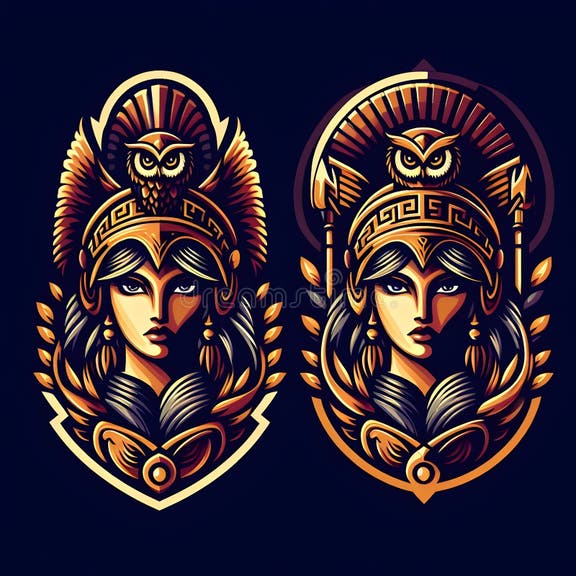 Athena S Wisdom Emblem,Athena Emblem,Athena S Shield Emblem Stock ...