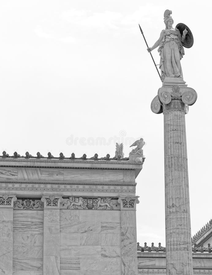 Athena Statue, the Ancient Greek Goddess, on an Ionic Column of ...