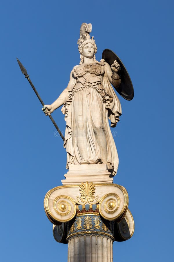 Statue of Athena on Red Background Editorial Photography - Image of ...
