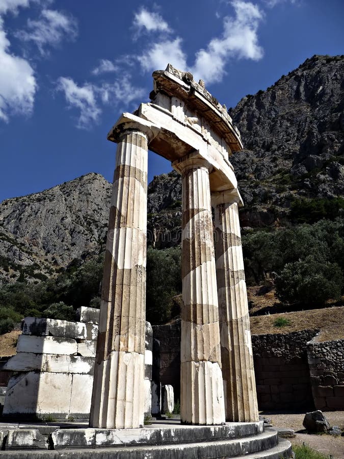 Temple of Athena Pronea, Delphi, Greece Stock Image - Image of building ...