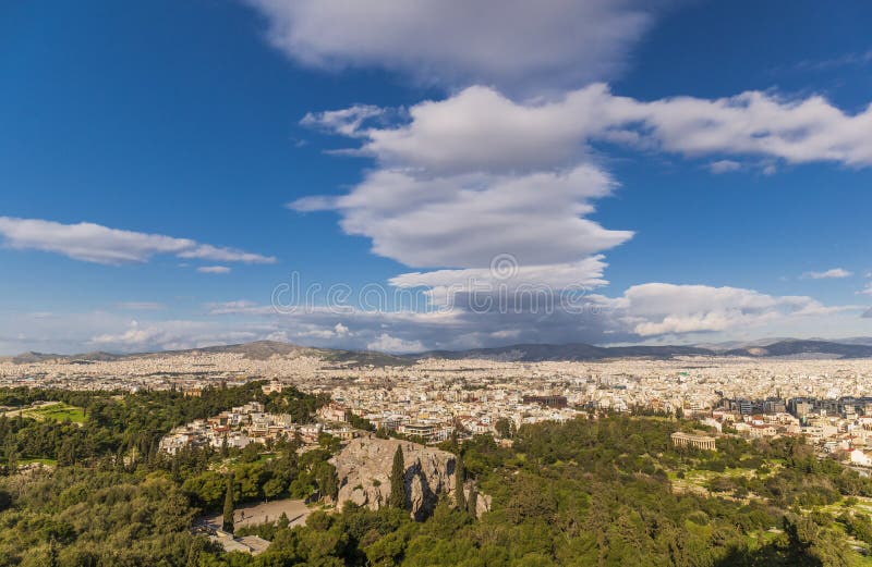 Athenes panorama, Greece stock image. Image of culture - 135035259
