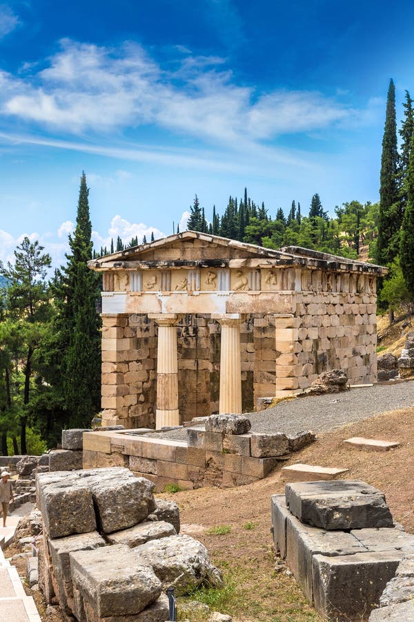 The Athenian Treasury in Delphi Stock Photo - Image of classical ...
