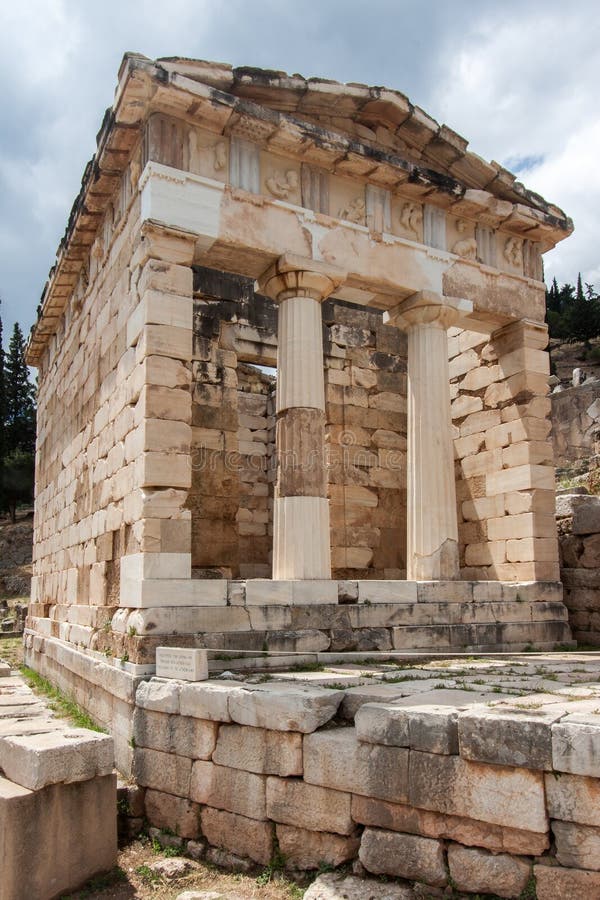 Athenians Treasury Delphi Greece Stock Photo - Image of columns, europe ...