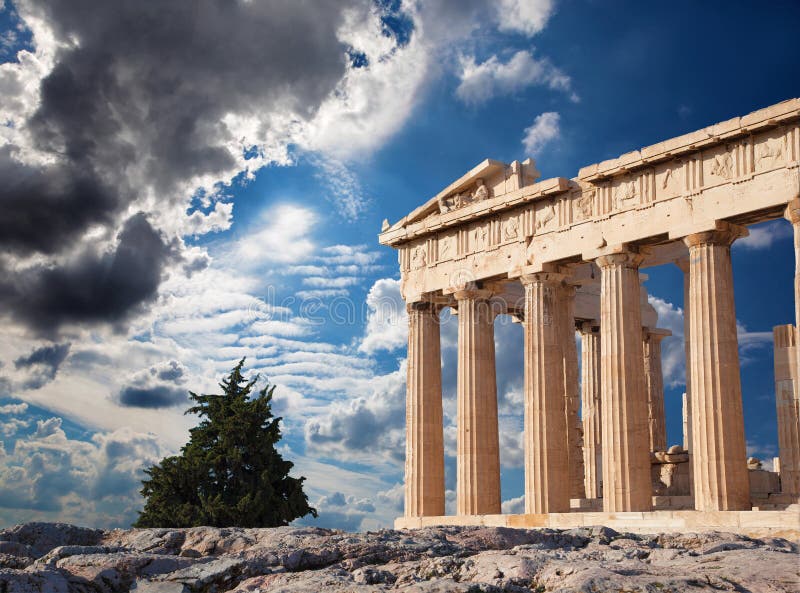 Night Scenes of Acropolis and Parthenon Stock Photo - Image of ...