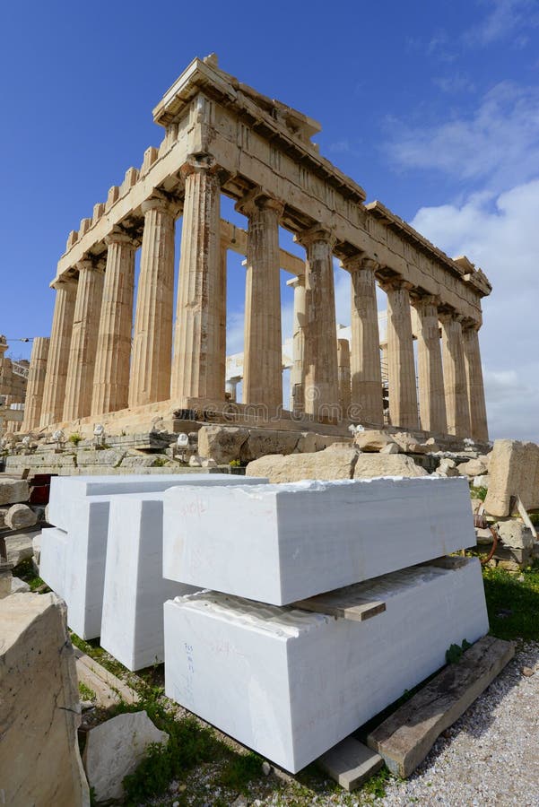 Athens Acropolis White Marble Column Detail Stock Photo - Image of ...