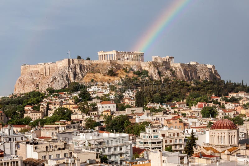 Athens Acropolis Rainbow stock photo. Image of europe - 36895826