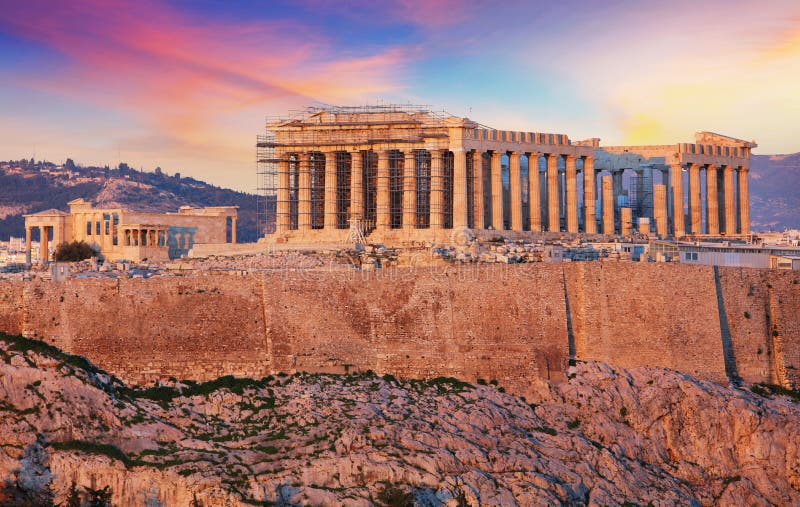 Athens - Acropolis at Sunset, Greece Stock Photo - Image of athena ...
