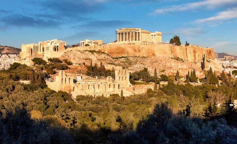 Acropolis at sunset stock photo. Image of greek, international - 13955734