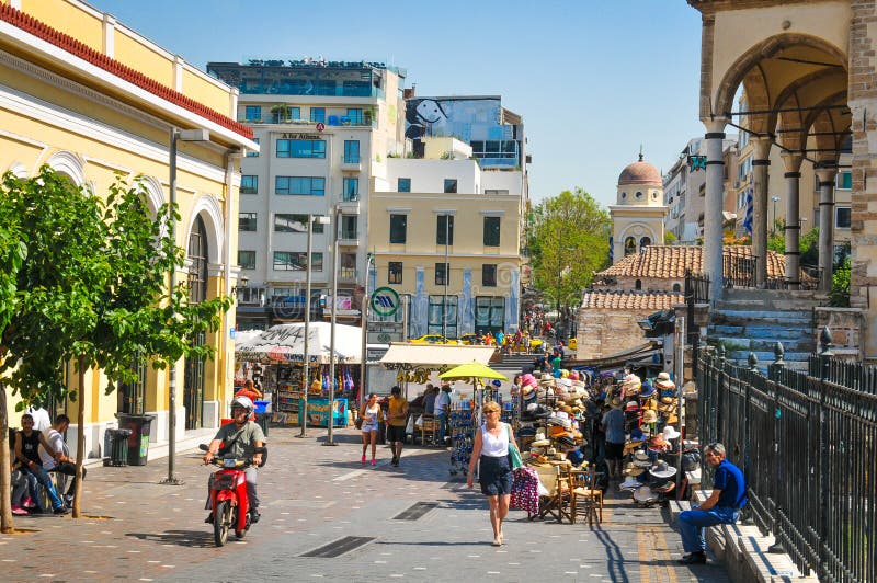 Athens city, Greece editorial stock photo. Image of shops - 98189873