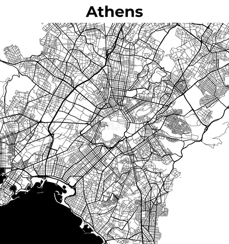 Athens City Map, Cartography Map, Street Layout Map Stock Vector ...