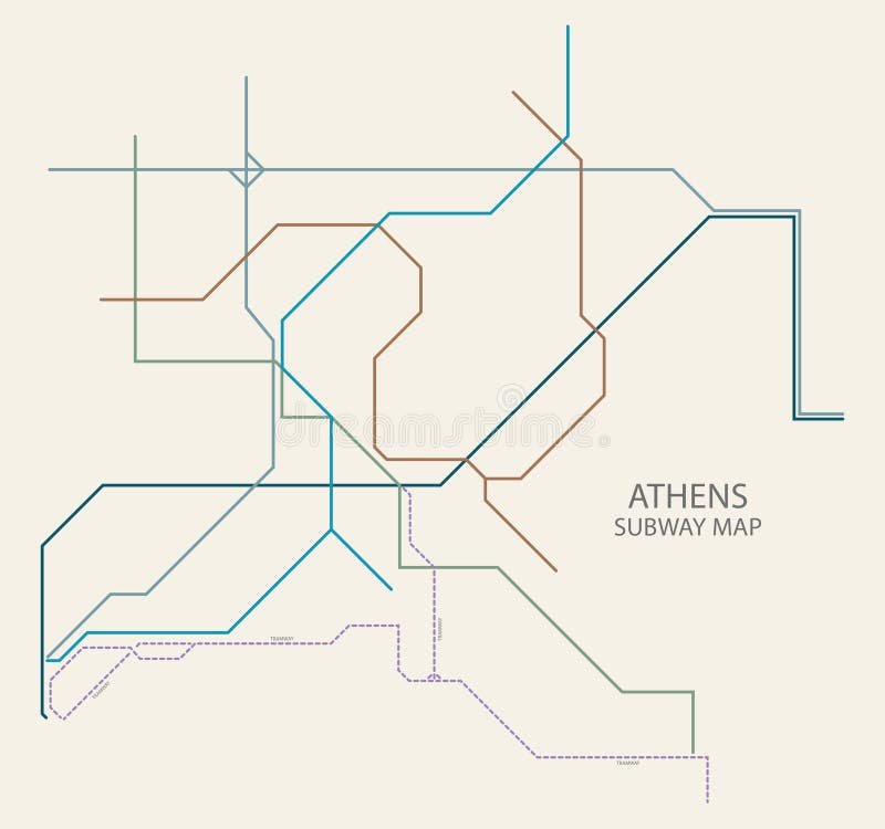 Athens City Subway Vector Map Colored Stock Vector - Illustration of ...