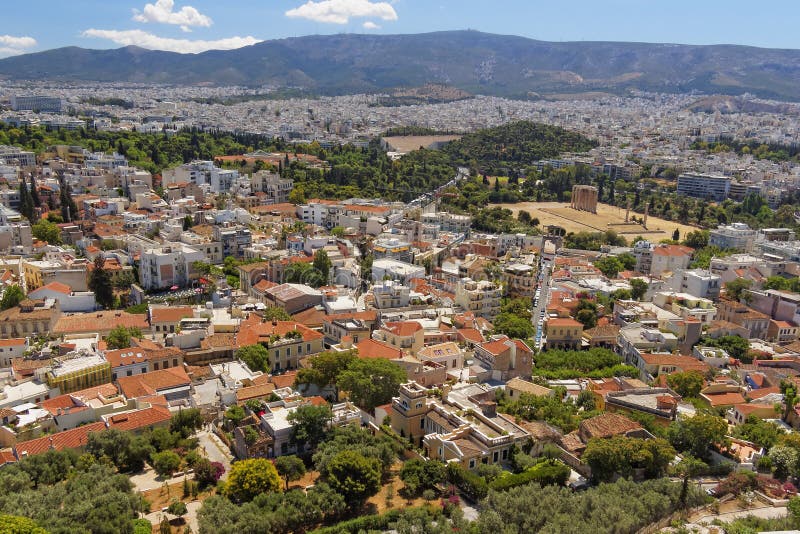 Athens Cityscape, East View from Acropolis Stock Image - Image of ...