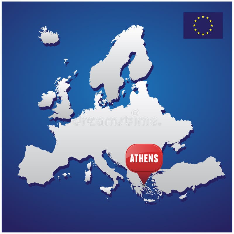 Athens on european map stock vector. Illustration of locations - 29407980