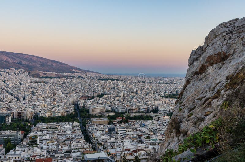 Athens. Evening stock image. Image of rock, view, lycabettus - 263839793