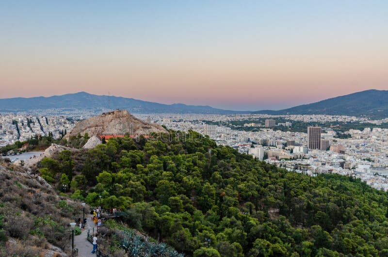 Athens. Evening stock image. Image of view, greece, buildings - 263839795