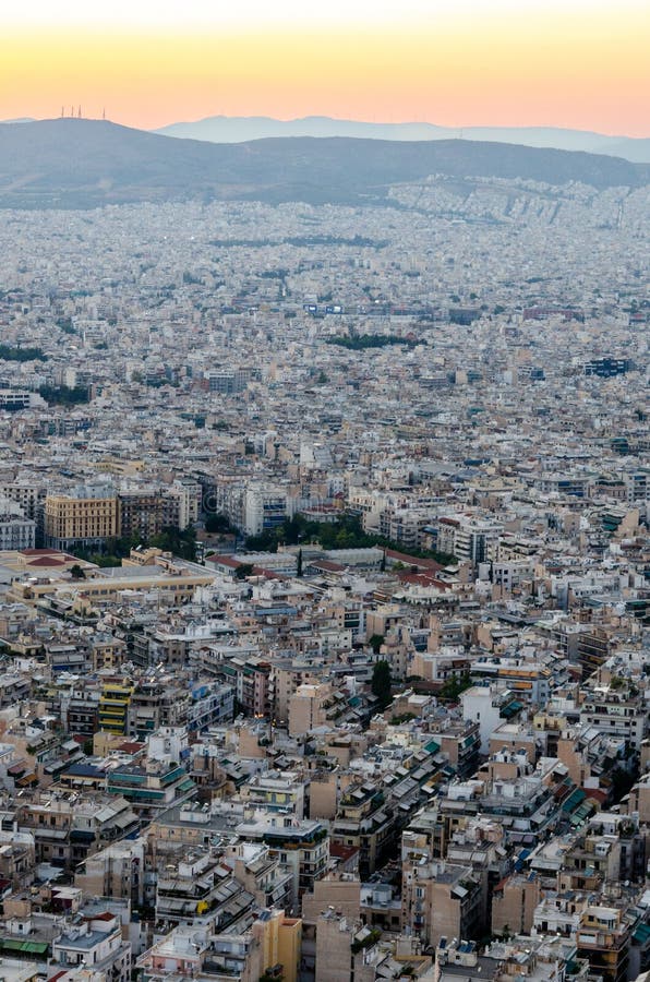 Athens. Evening stock image. Image of view, mountain - 263839815