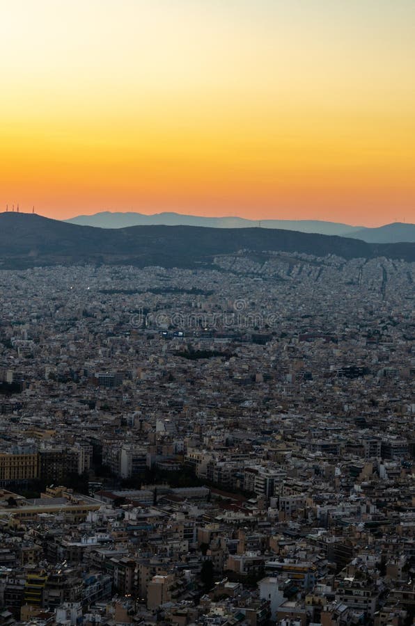 Athens. Evening stock image. Image of greek, hill, lycabettus - 263839819