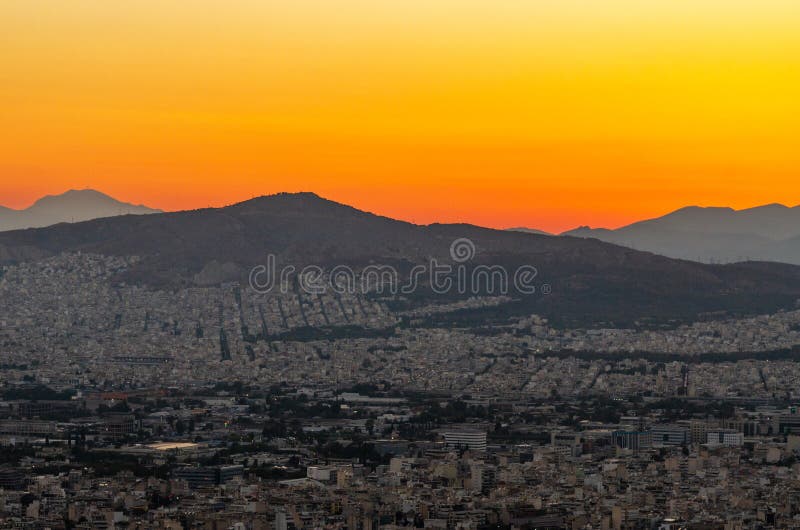 Athens. Evening stock image. Image of city, evening - 263839823