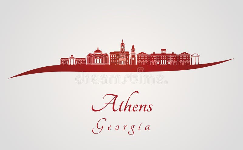 Athens skyline in red stock vector. Illustration of athens - 84057484