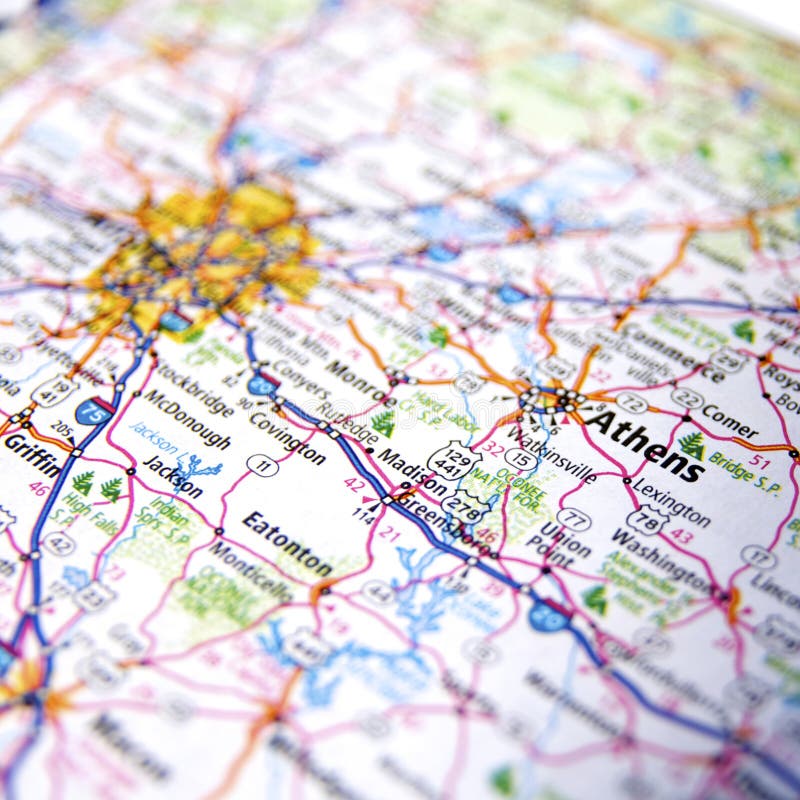 Atlanta on map stock image. Image of airport, populous - 114070715