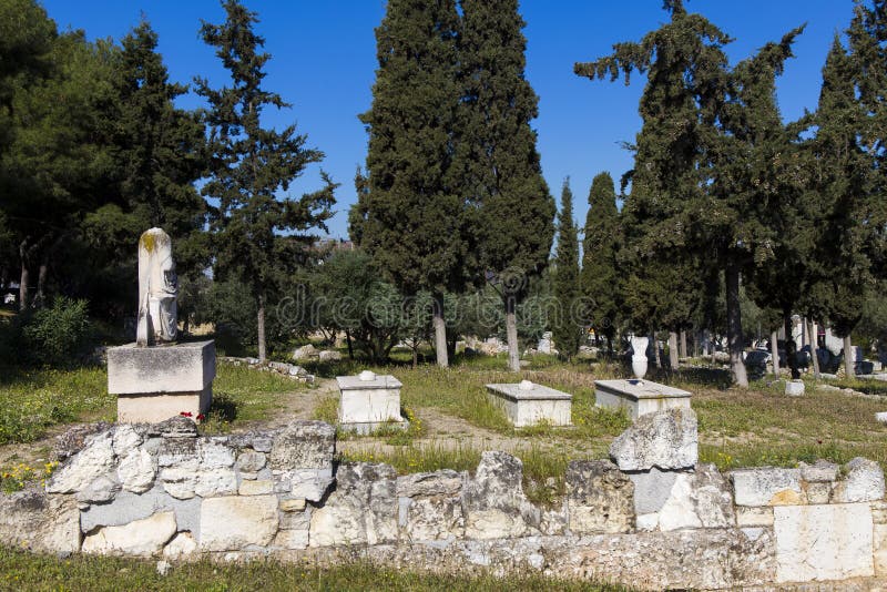 Funeral Architecture on the First Cemetery of Athens Stock Photo ...