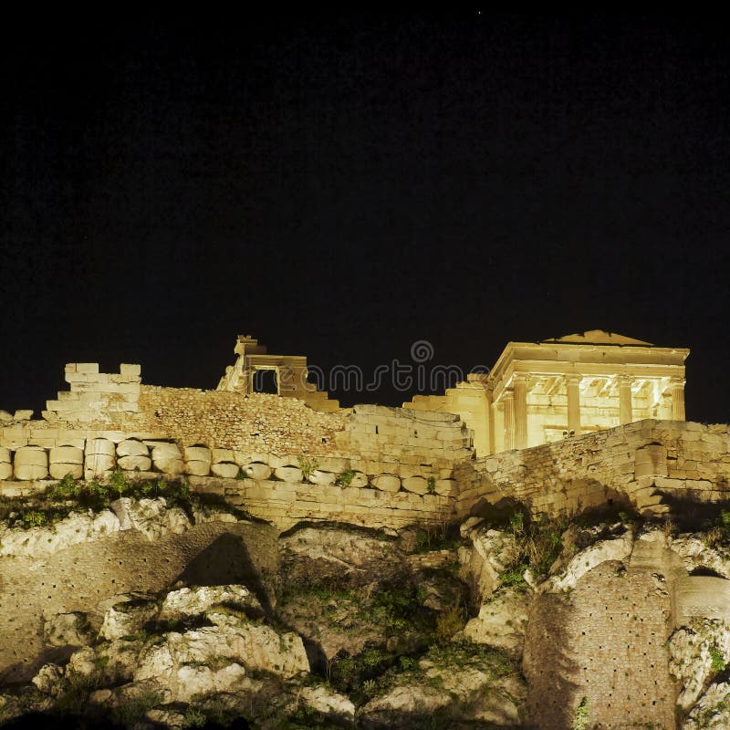 Athens Greece, Acropolis Night View Stock Photo - Image of history ...