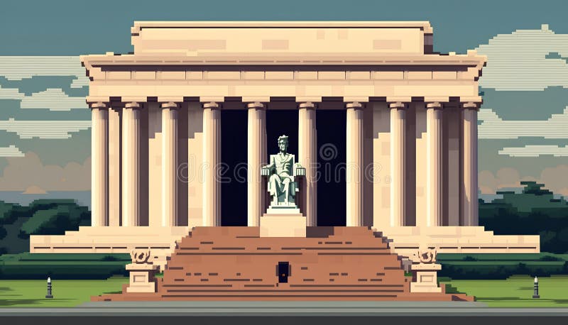 Athens, Greece. Ancient Greek Temple in Pixel Art Style Stock ...