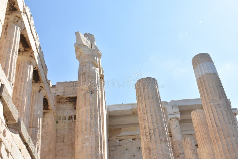 Athens Greece: April 2025. Ancient Columns of the Propylaea. Stock ...