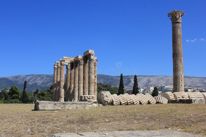 Fallen Column and Upright Column Stock Image - Image of tourist ...